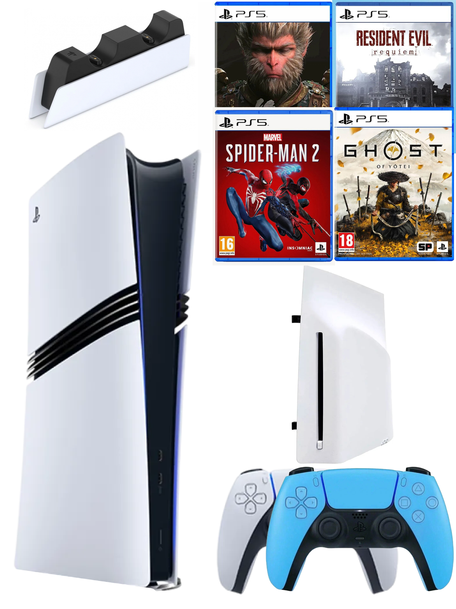 Игровая приставка Sony PS 5 Pro Digital Edition+Зарядная станция+ Дисковод +2-ой геймпад+4 игры , 2Tb SSD