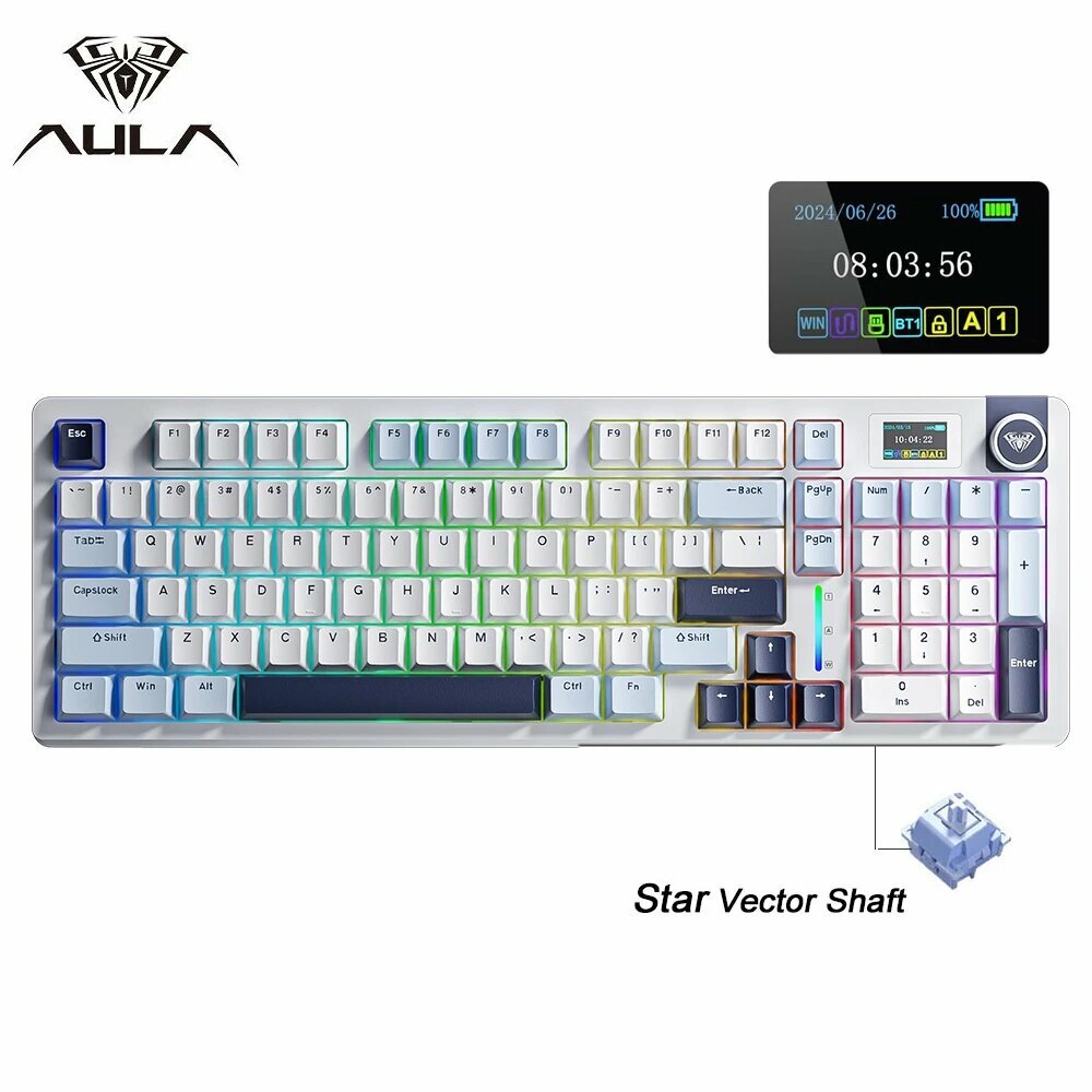 Беспроводная механическая клавиатура AULA S98pro Blue and White