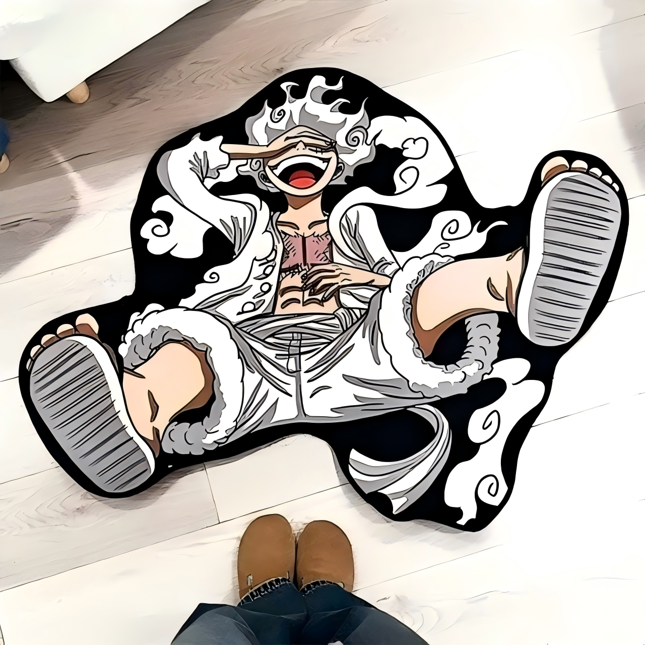 100*100 cm! Коврик "One Piece Luffy Gear", мягкий, нескользящий, плюшевый, квадратный, подарок для отаку