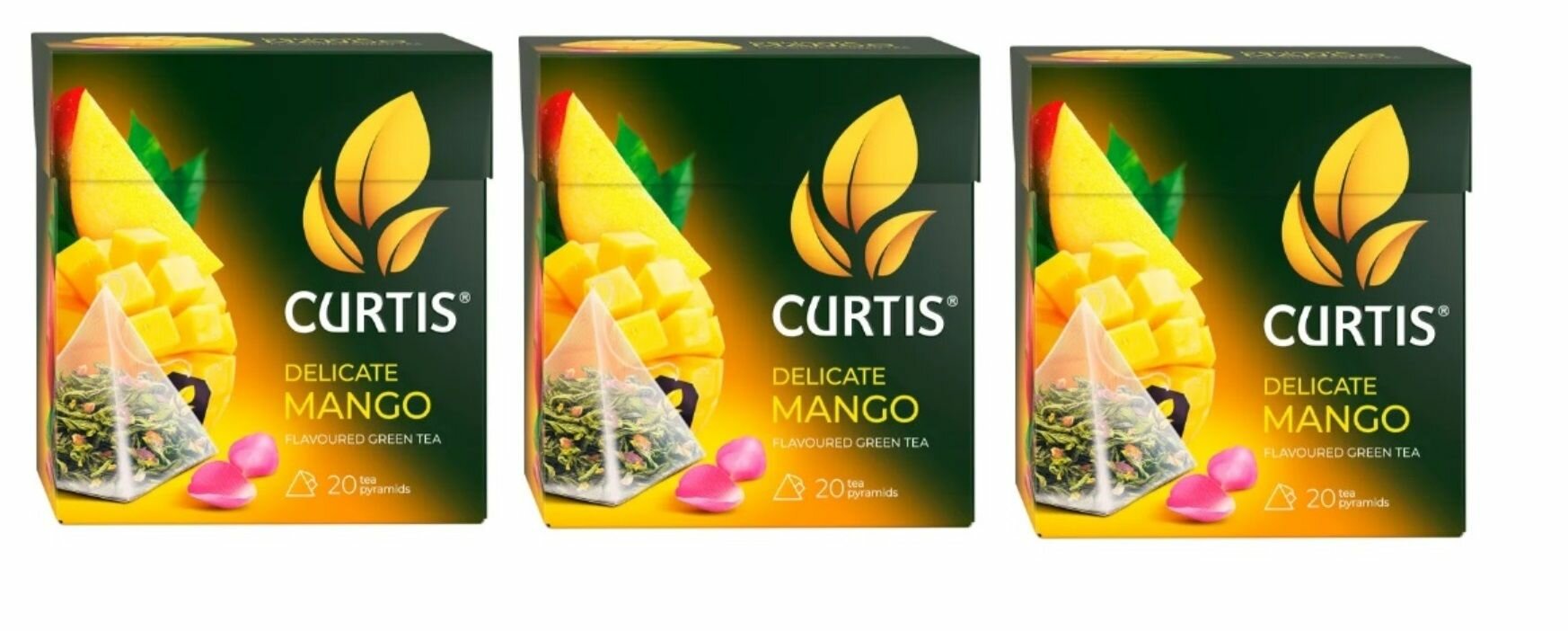 Curtis Чай зеленый Delicate Mango в пирамидках, 20шт х1.8 г, 3шт