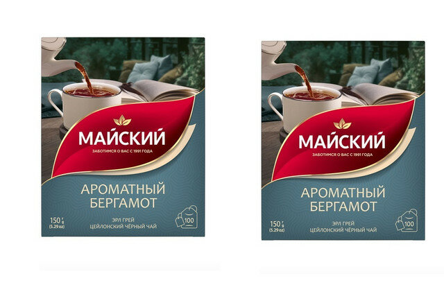 Майский Чай Ароматный Бергамот, 100пак, 150гр , 2 шт