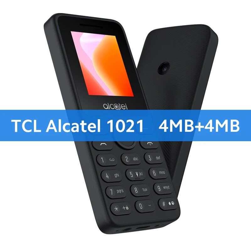 Глобальная версия TCL Alcatel 1021, 1030 мАч, до 6 дней в режиме Черный, Черный, 4MB 4MB Black