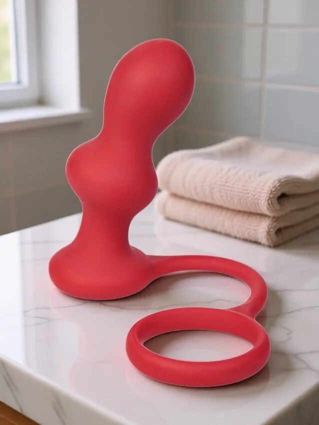 ToyFa Анальная втулка Black & Red с эрекционным кольцом 901344 10 см, красный