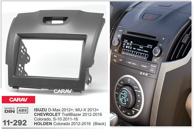 Переходная рамка 2-DIN для ISUZU D-Max 2012+; MU-X 2013+ / CHEVROLET TrailBlazer, S-10 2011-16 / HOLDEN Colorado 2012-16 черная CARAV 11-292