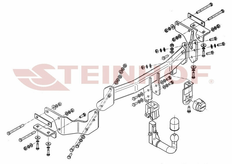 Фаркоп на Hyundai Santa Fe III (DM) 09/2012-2018, Kia Sorento II 11/2012-2020 (паспорт и сертификат в комплекте)(без электрики) Steinhof. K-036