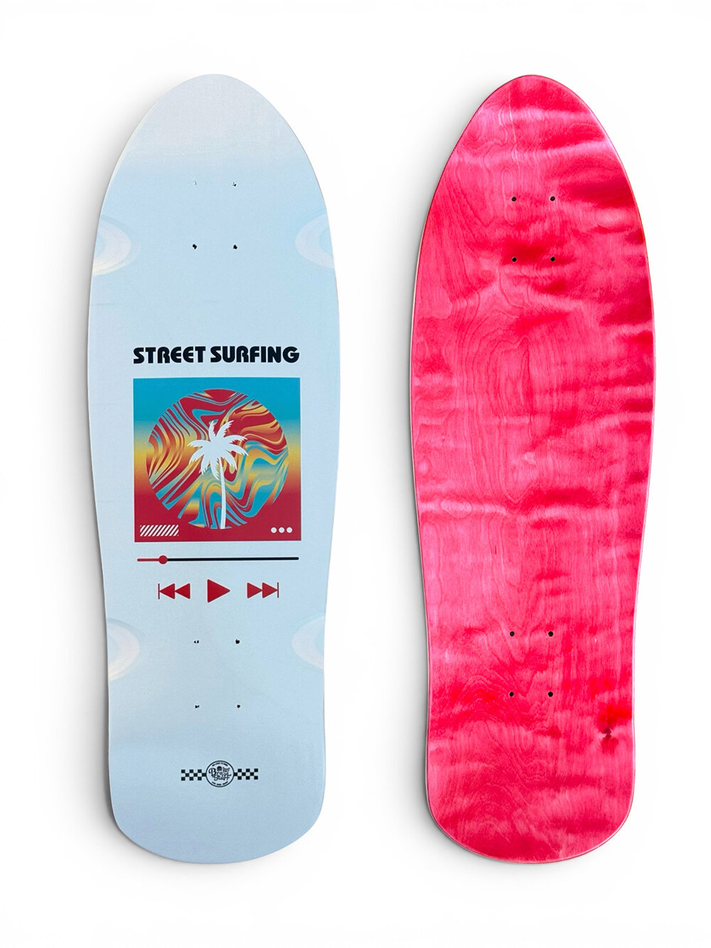 Дека для круизера, скейтборда BroStuff street surfing vibe white, размер 32x10.5