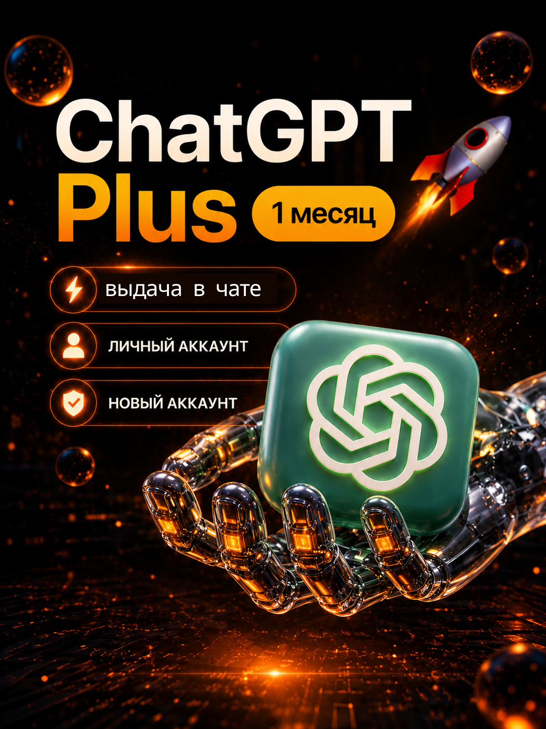 Chat GPT 5 Plus, индивидуальная подписка, 1 месяц, личный аккаунт