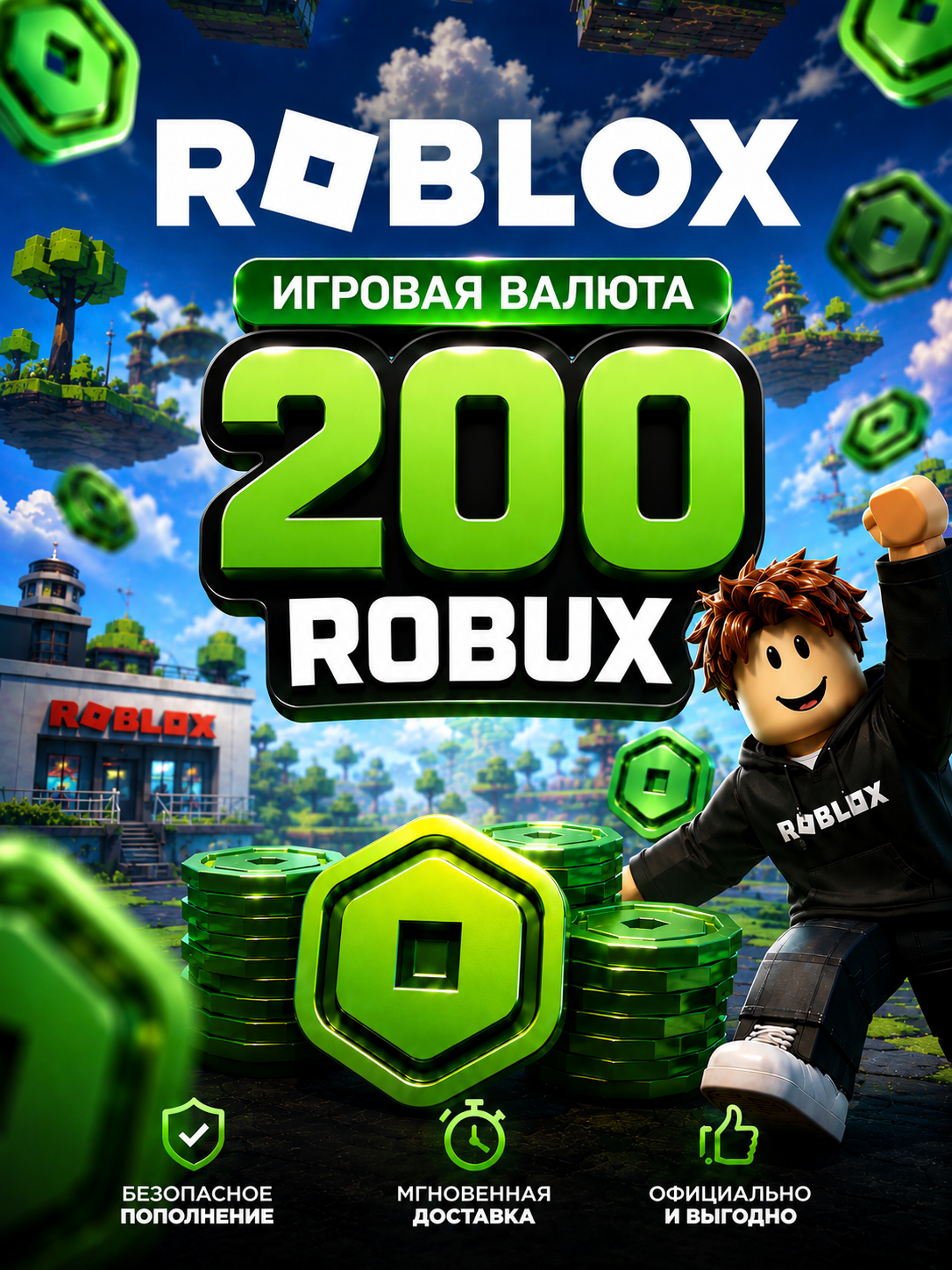 Игровая валюта Roblox - 200 Robux, электронный ключ