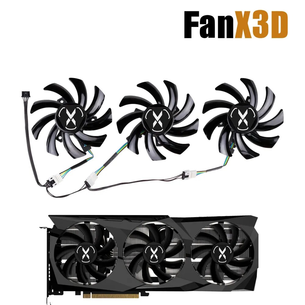 3 Вентиляторa (кулерa) 85мм T129215SU Для видеокарты XFX Speeder SWFT 309 Radeon RX 6700 XT