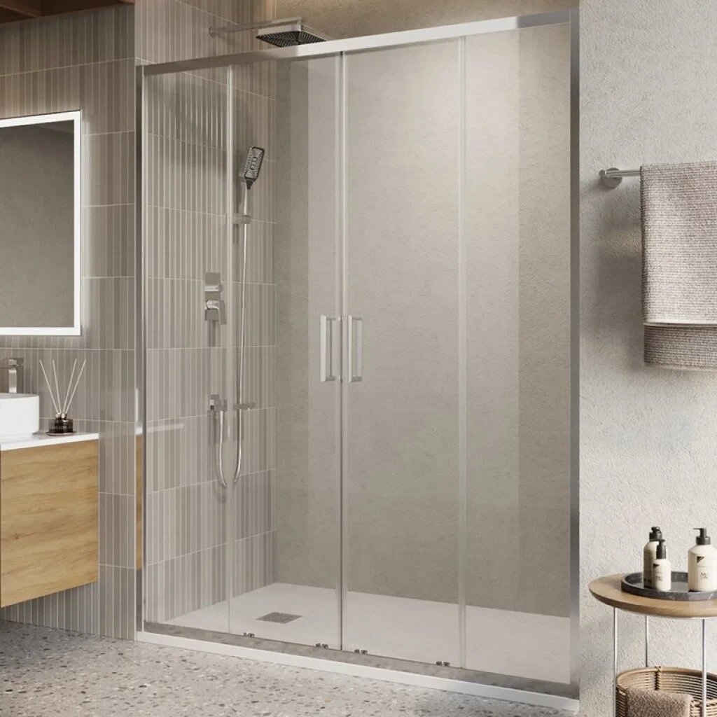 Душевая дверь в нишу BelBagno Luce BF-2-140-C-Cr профиль хром, стекло прозрачное, LUCE-BF-2-140-C-Cr, Алюминий