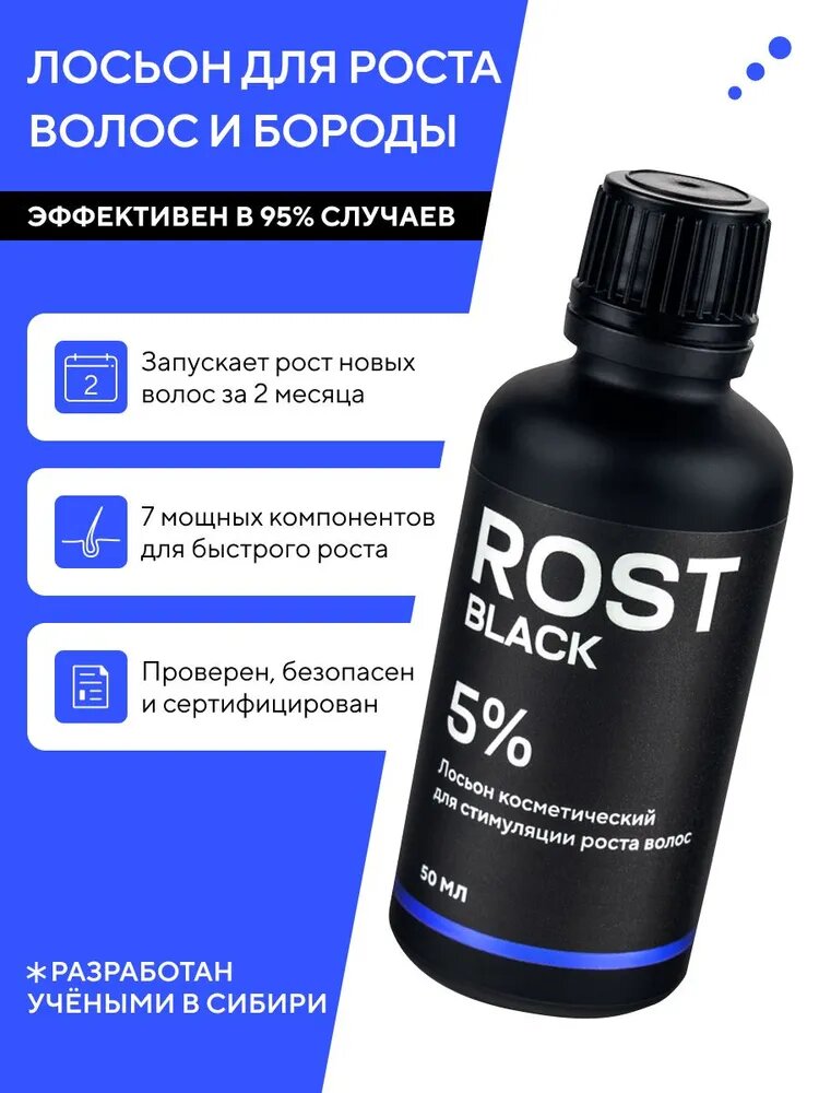 Лосьон для роста волос и бороды 5%, средство против выпадения и облысения, сыворотка-активатор, бустер роста усов для мужчин, 1 флакон
