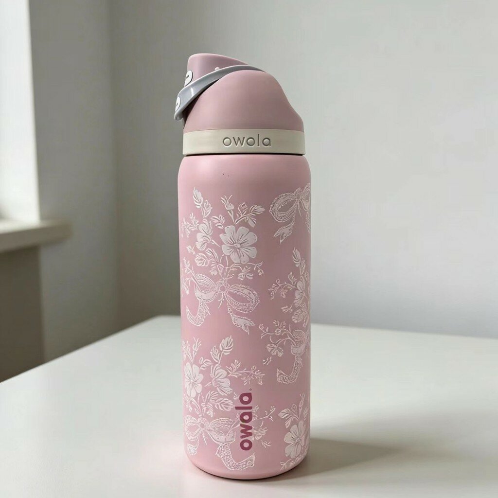 Travel mug with insulation and bounce lid for gym and outdoor adventures lace 32oz