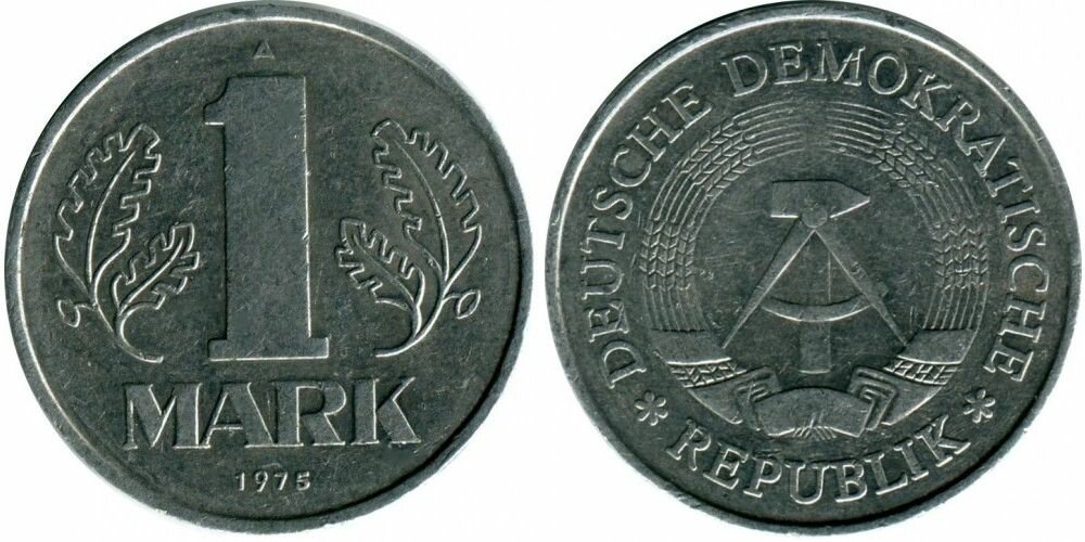 Германия - ГДР 1 марка, 1975 Герб XF