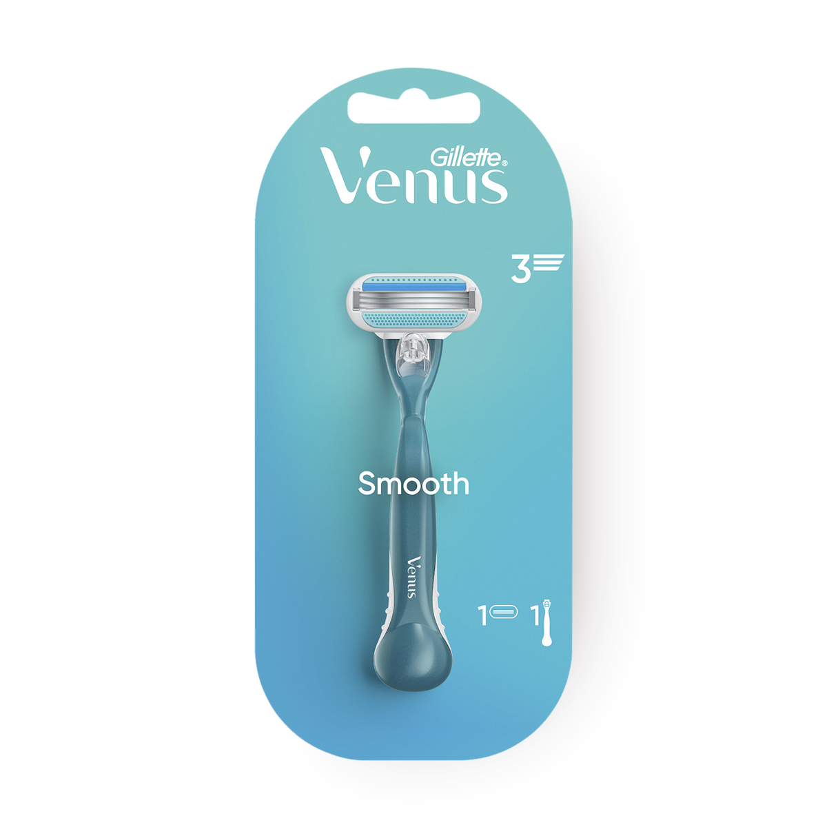 Станок бритвенный Gillette Venus Smooth, 3 лезвия, голубая полоска-индикатор