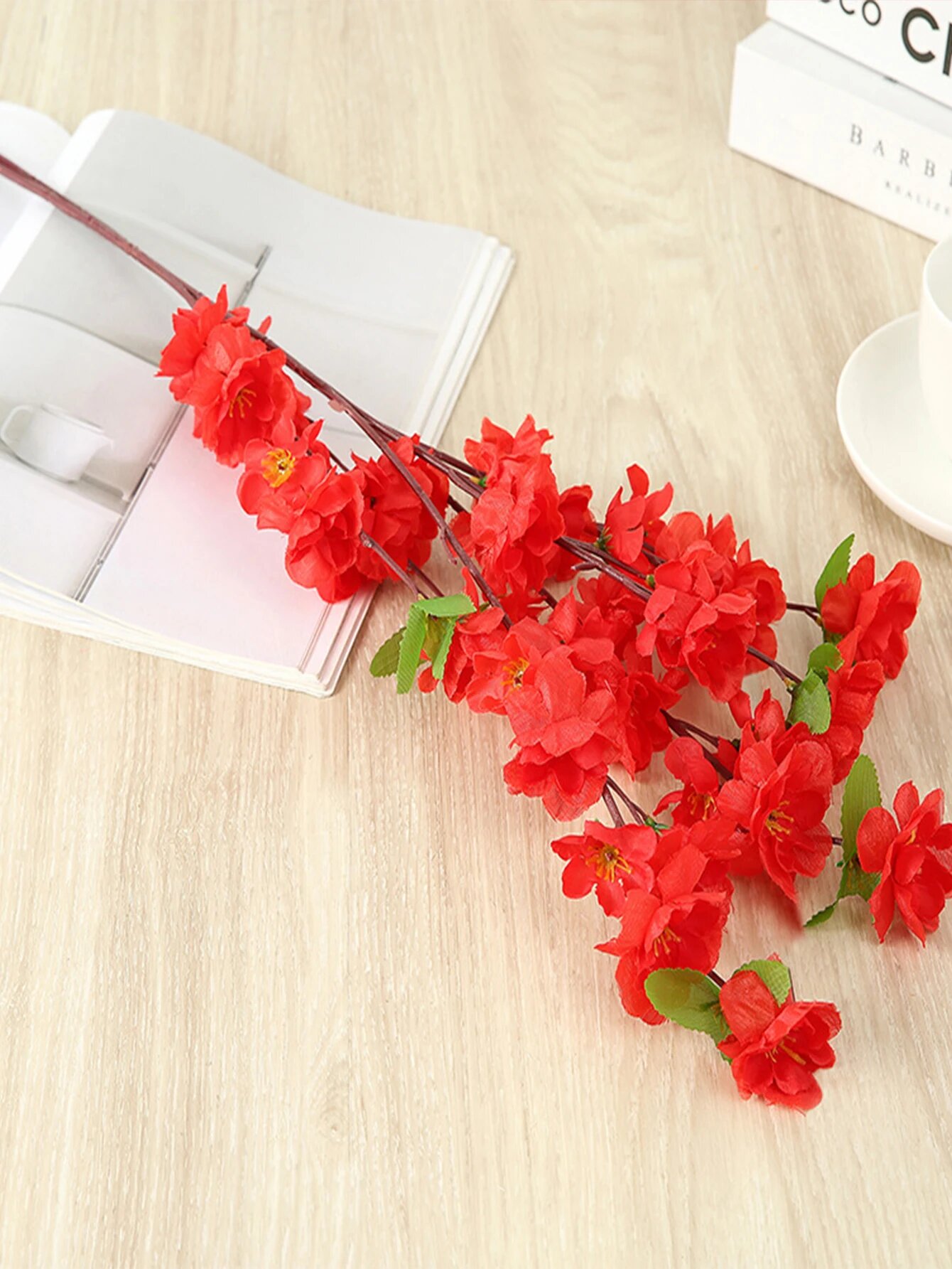 Искусственная веточка сакуры из шелка Красный, 1pc-long, Red
