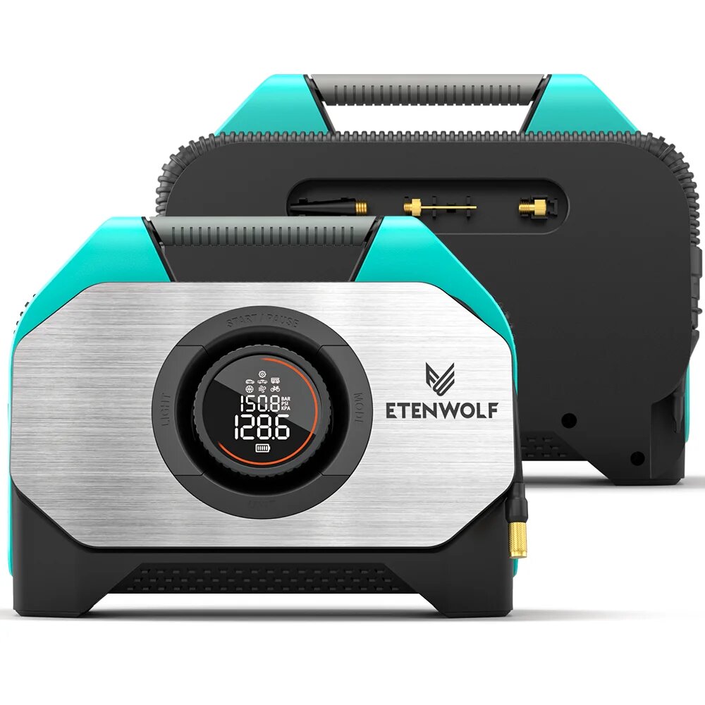 Новый портативный насос для накачивания шин ETENWOLF S6, 100% рабочий цикл и двухцилиндровый S6 Blue