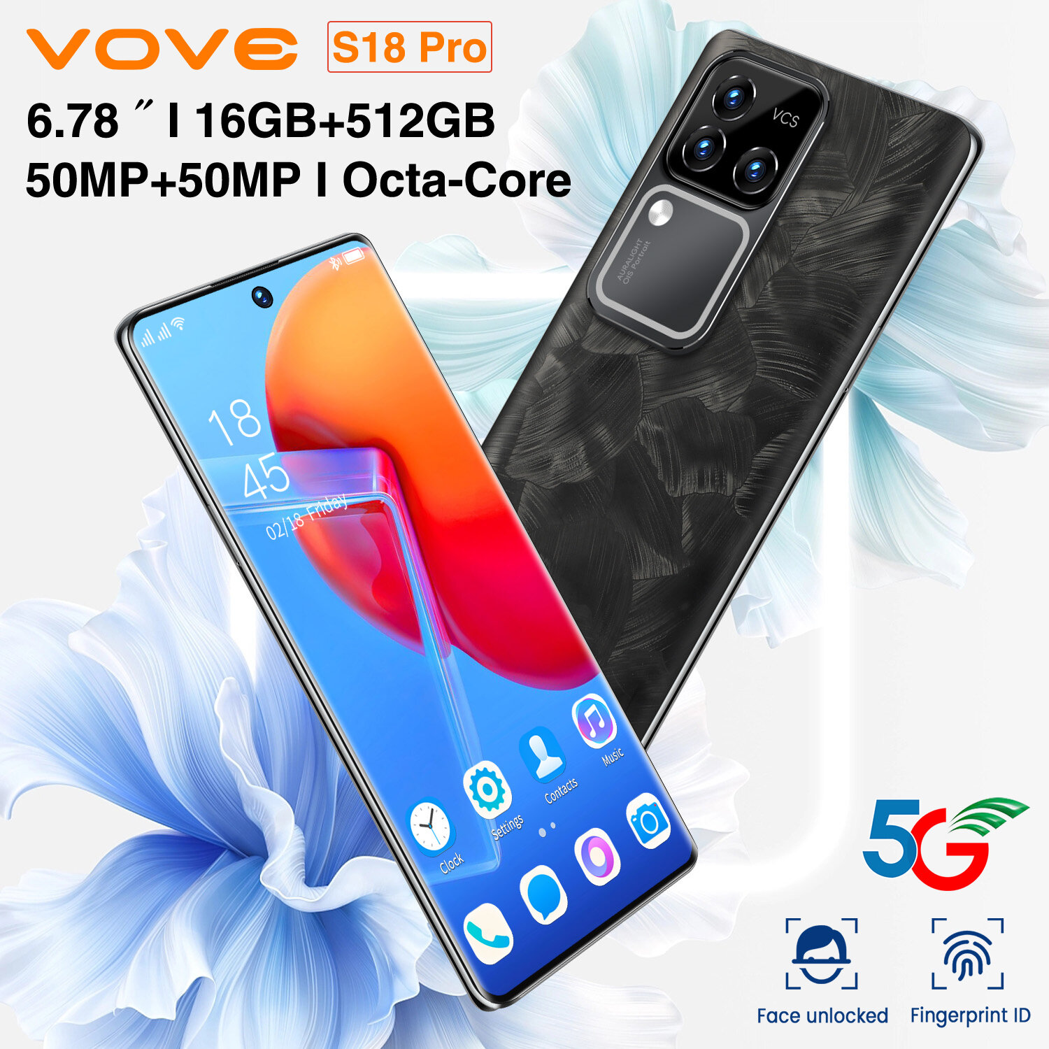 Смартфон "S18Pro", 50 МП, AMOLED, 6.78", 16ГБ/512ГБ, OIS, Green