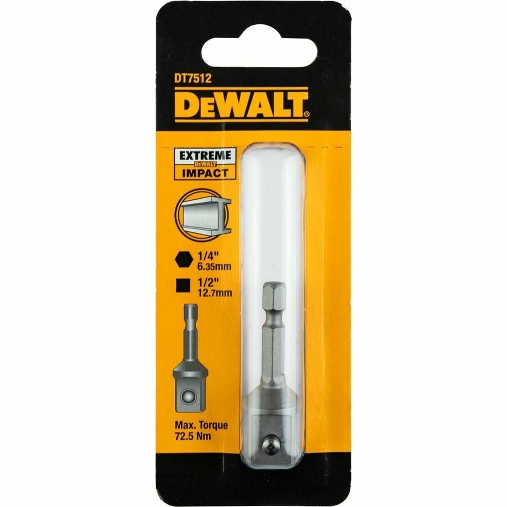 Адаптер шестигранник 1/4" - квадрат 1/2" DEWALT DT7512
