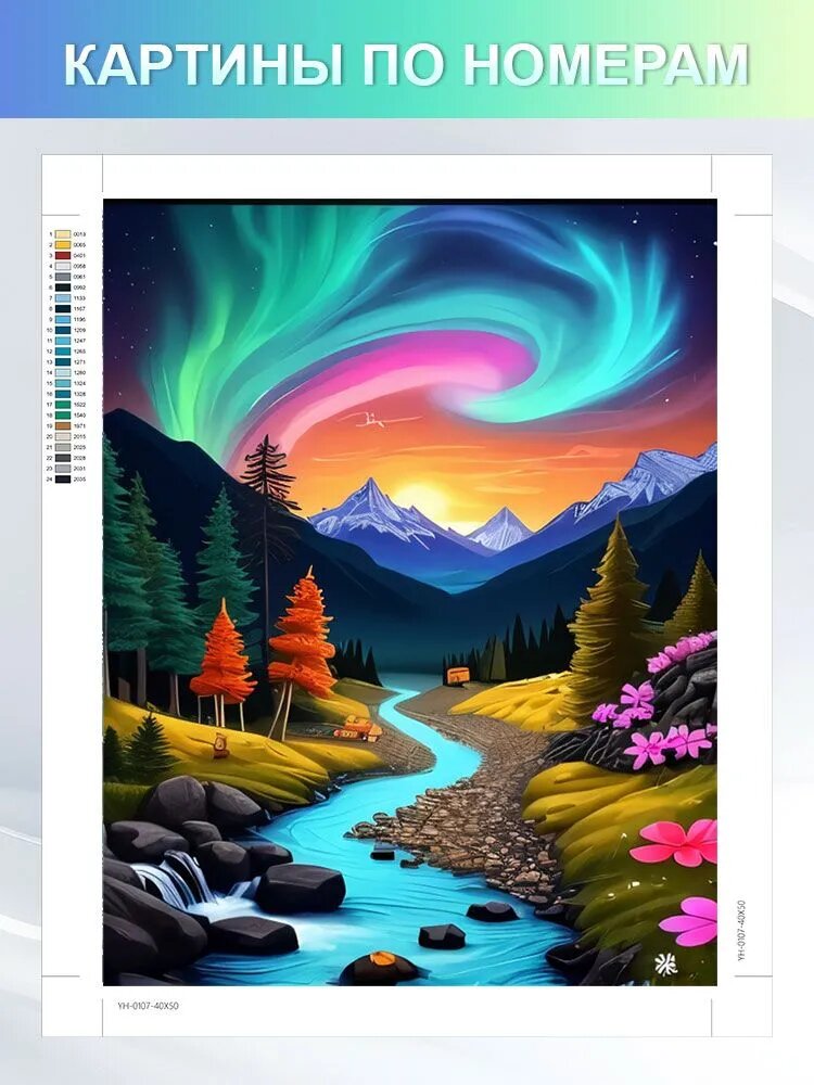 Картины по номерам "Северное Сияние" на холсте Без рамки 30x40cm поп-арт