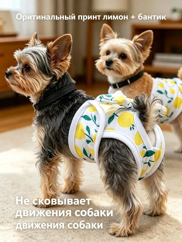 Многоразовые трусики для собак из хлопка. Гигиенические штанишки для течки. Для мелких и средних пород