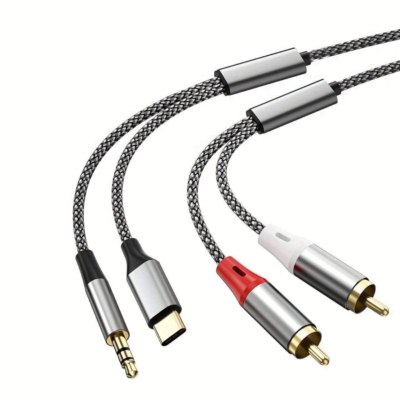 Аудиокабель 2-в-1 на 2 RCA, 1.3 м для телефона и компьютерных колонок