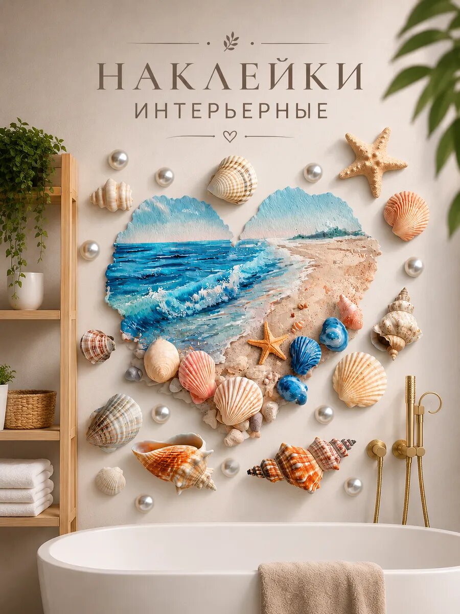 Наклейки на стену для декора интерьерные морской мир
