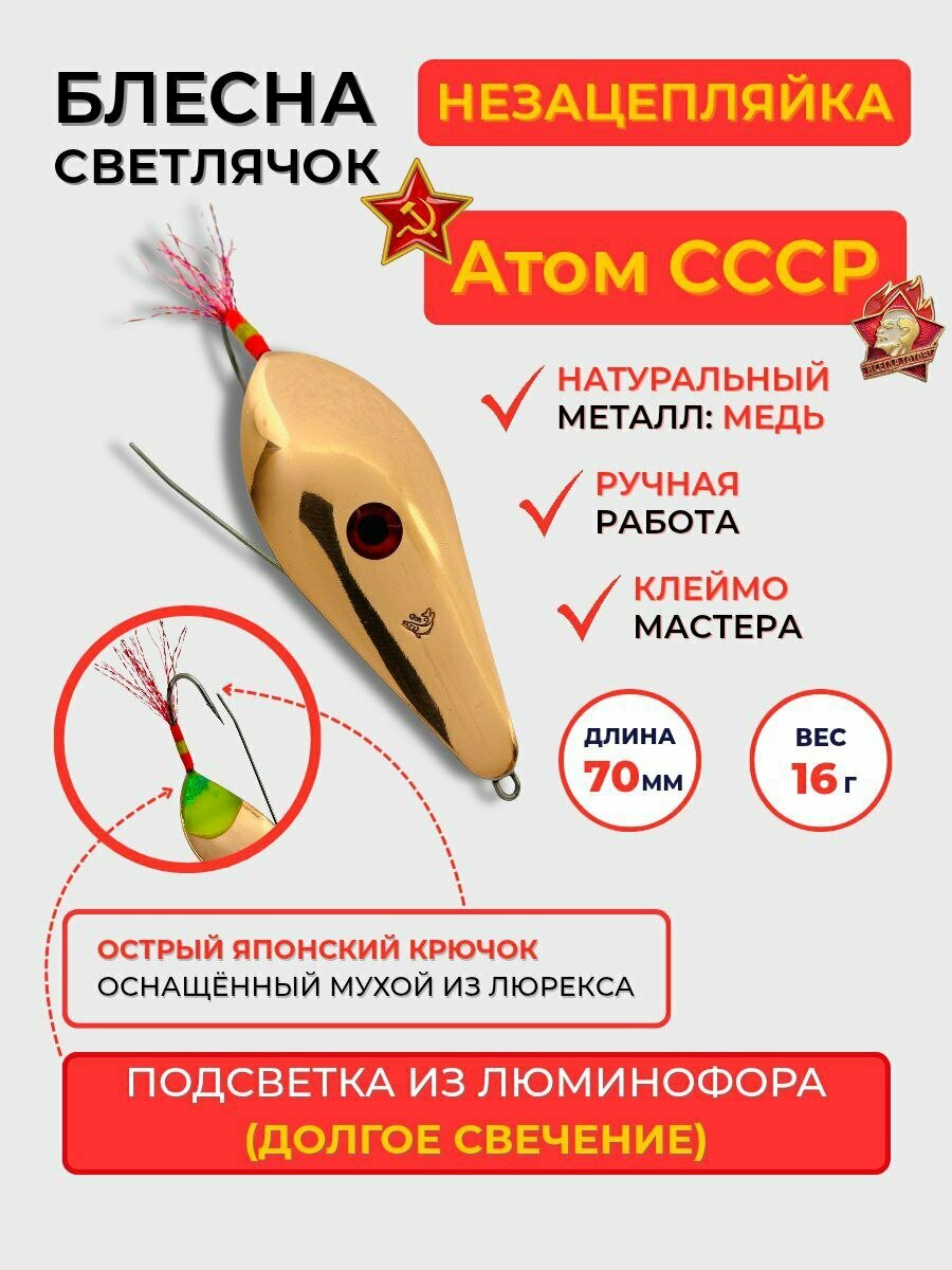 Блесна ручной работы Атом (медь) от Осташова Бориса