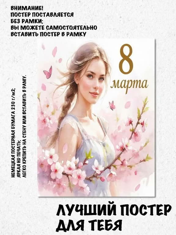 Постер интерьерный А4- "8 марта" — фото 1