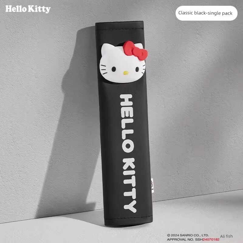 Hello Kitty Классический черный кожаный расширитель ремня безопасности для детей — одиночный комплект