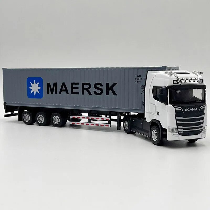 1:50 Литая модельная игрушка Scania S730 Трактор с контейнером, с акустическими и световыми подарками для детей