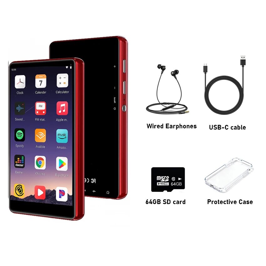 MP3-плеер R402 Android 9.0, 4 дюйма, черный