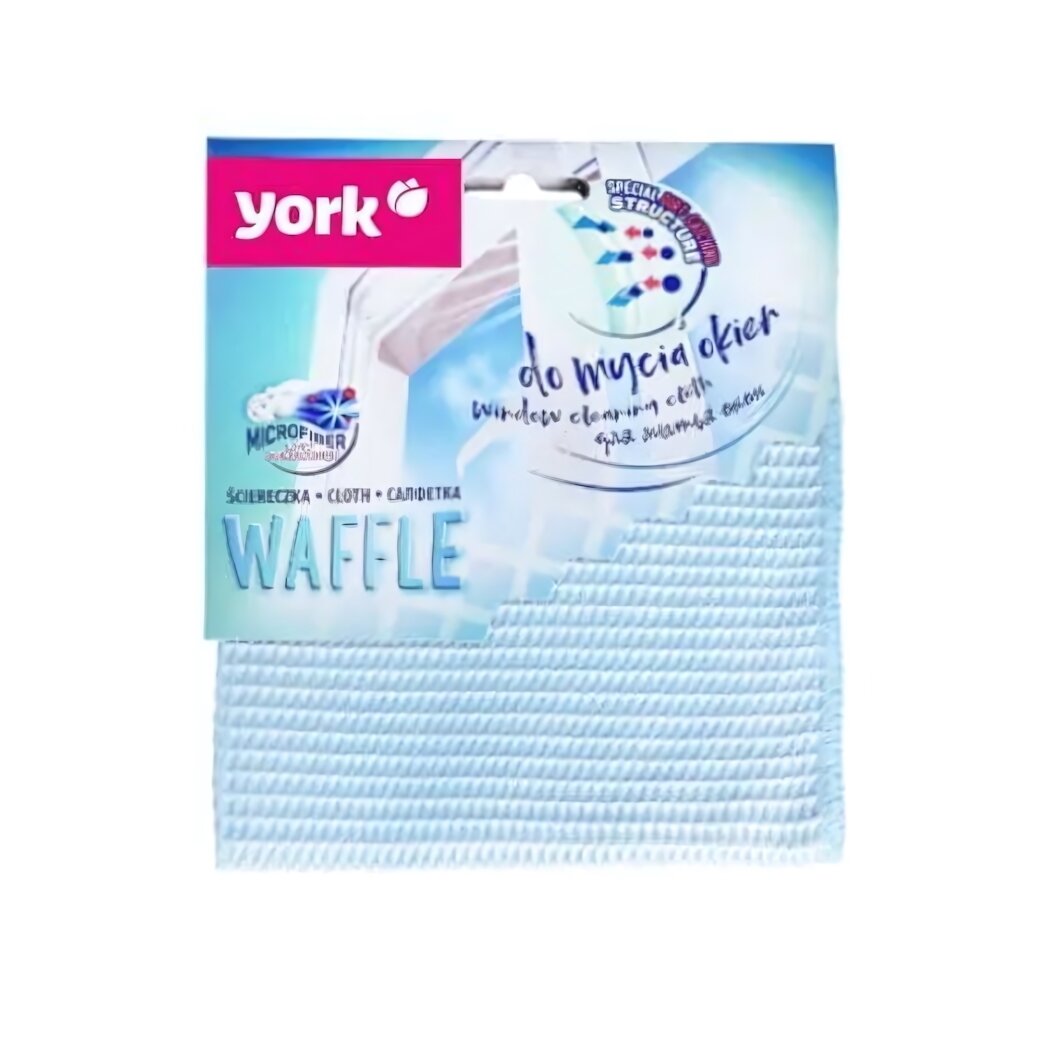 Салфетка из микрофибры YORK "WAFFLE" для окон, вафельная текстура, голубая