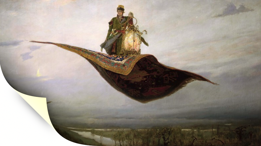 Картина для интерьера "Ковер-самолет", художник Васнецов Виктор Михайлович, печать на холсте (100х55 см / без подрамника)