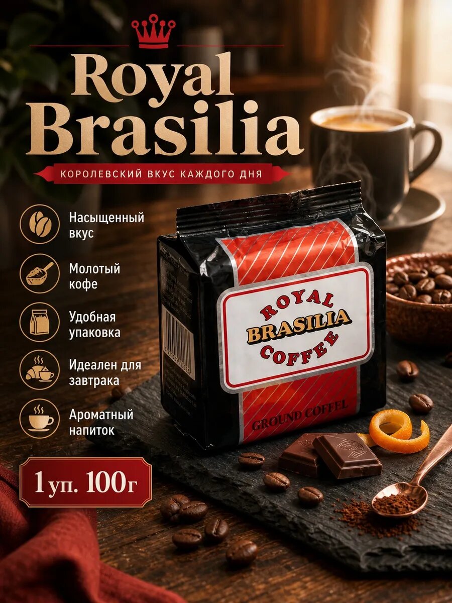 Кофе молотый , прессованный. ROYAL ARMENIA 100г. , 1 шт.