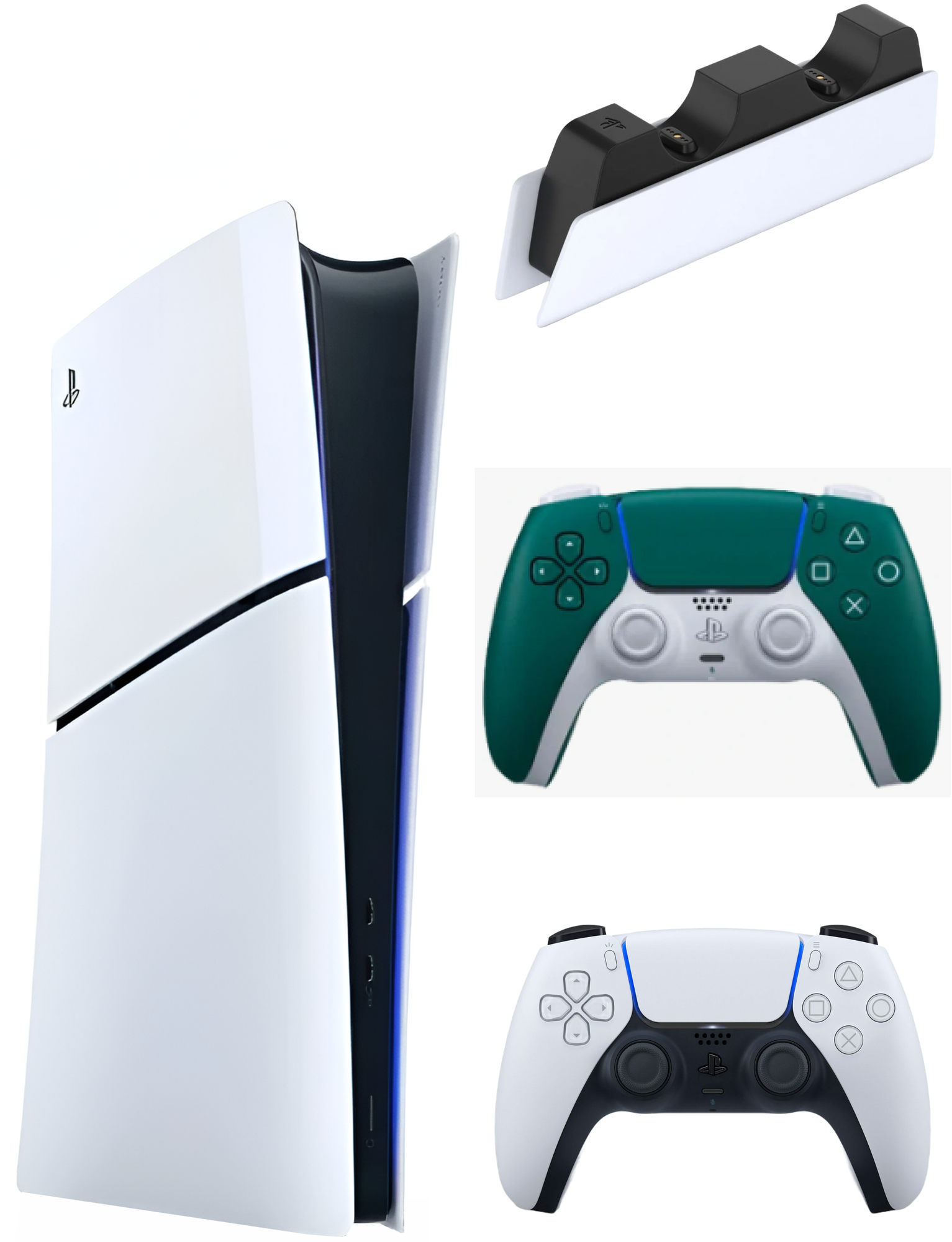 Игровая приставка Sony PlayStation 5 PS5 Slim Digital,825ГБ (без дисковода)+2-ой геймпад(alpine green)+зарядная станция