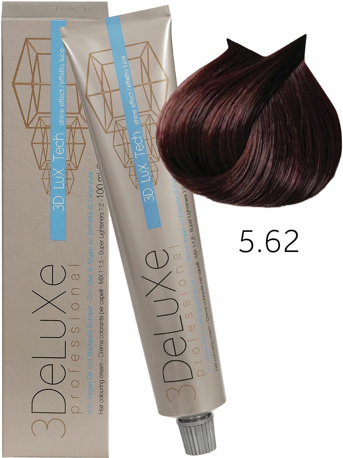 Крем-краска для волос 3DELUXE PROFESSIONAL 5.62 светло-каштановый фиолетово-красный, 100мл