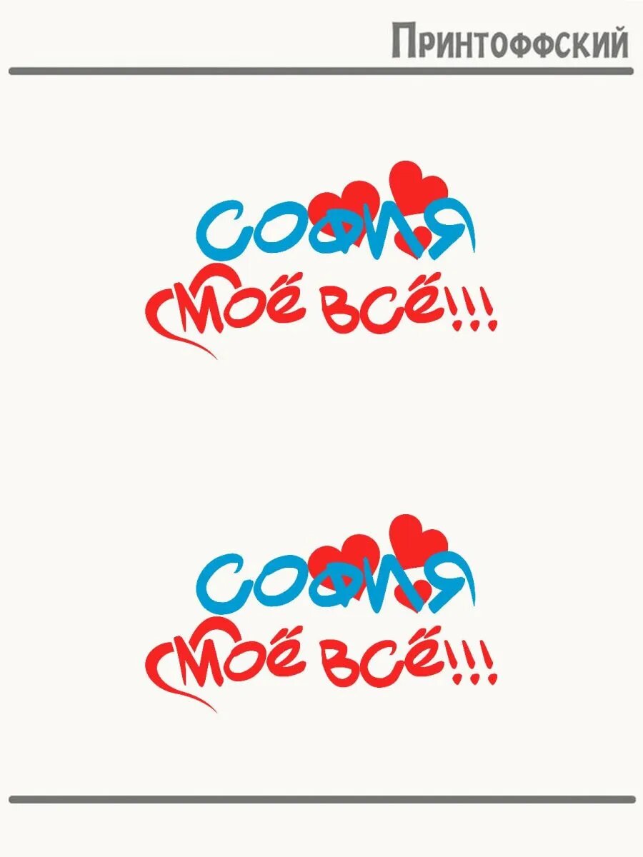 2-е (Две) Термонаклейки моё всё София
