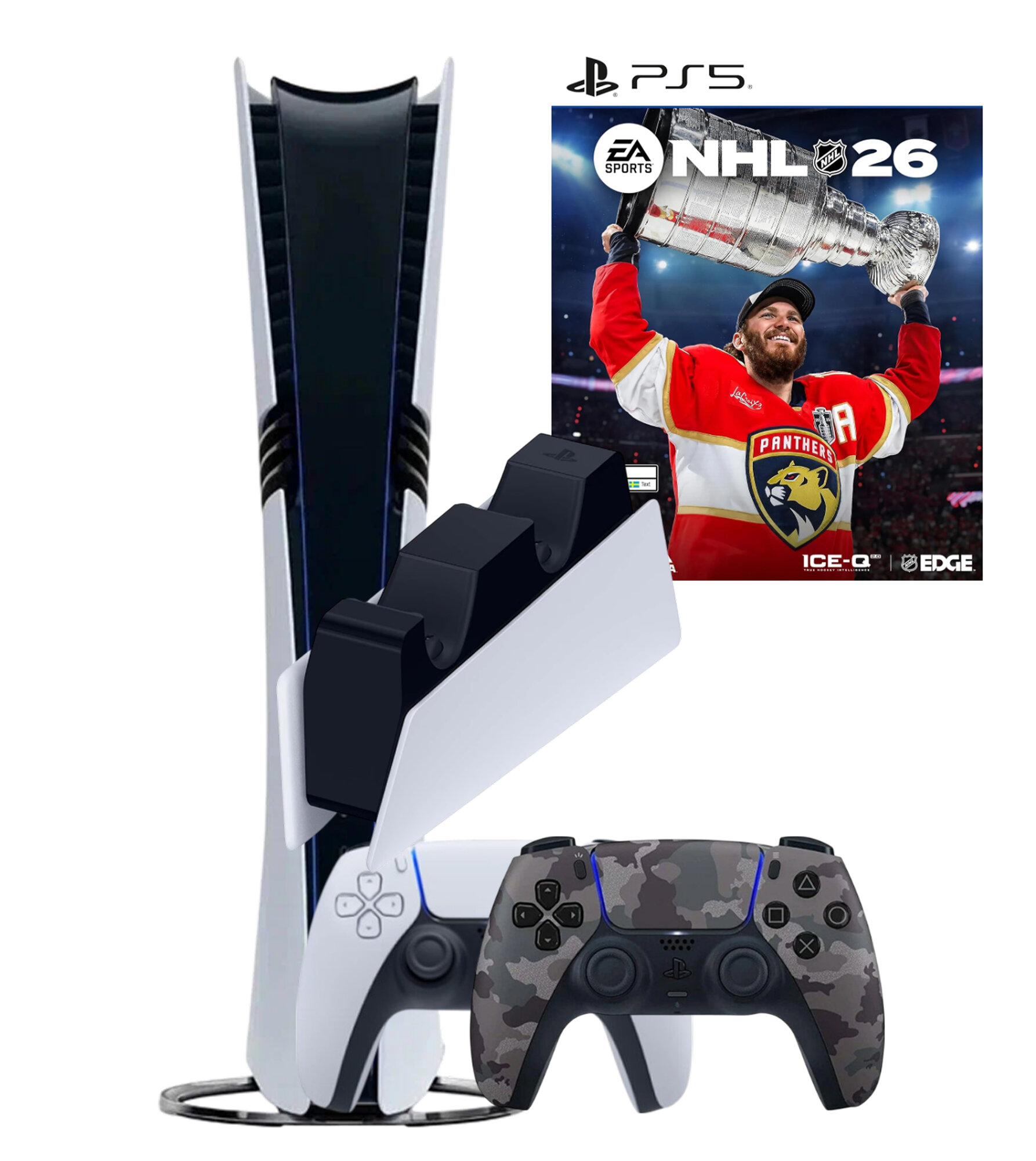 Игровая приставка PS5 Pro + игра NHL 26 + DualSense PS5 Camouflage + Dualsense Charging Station