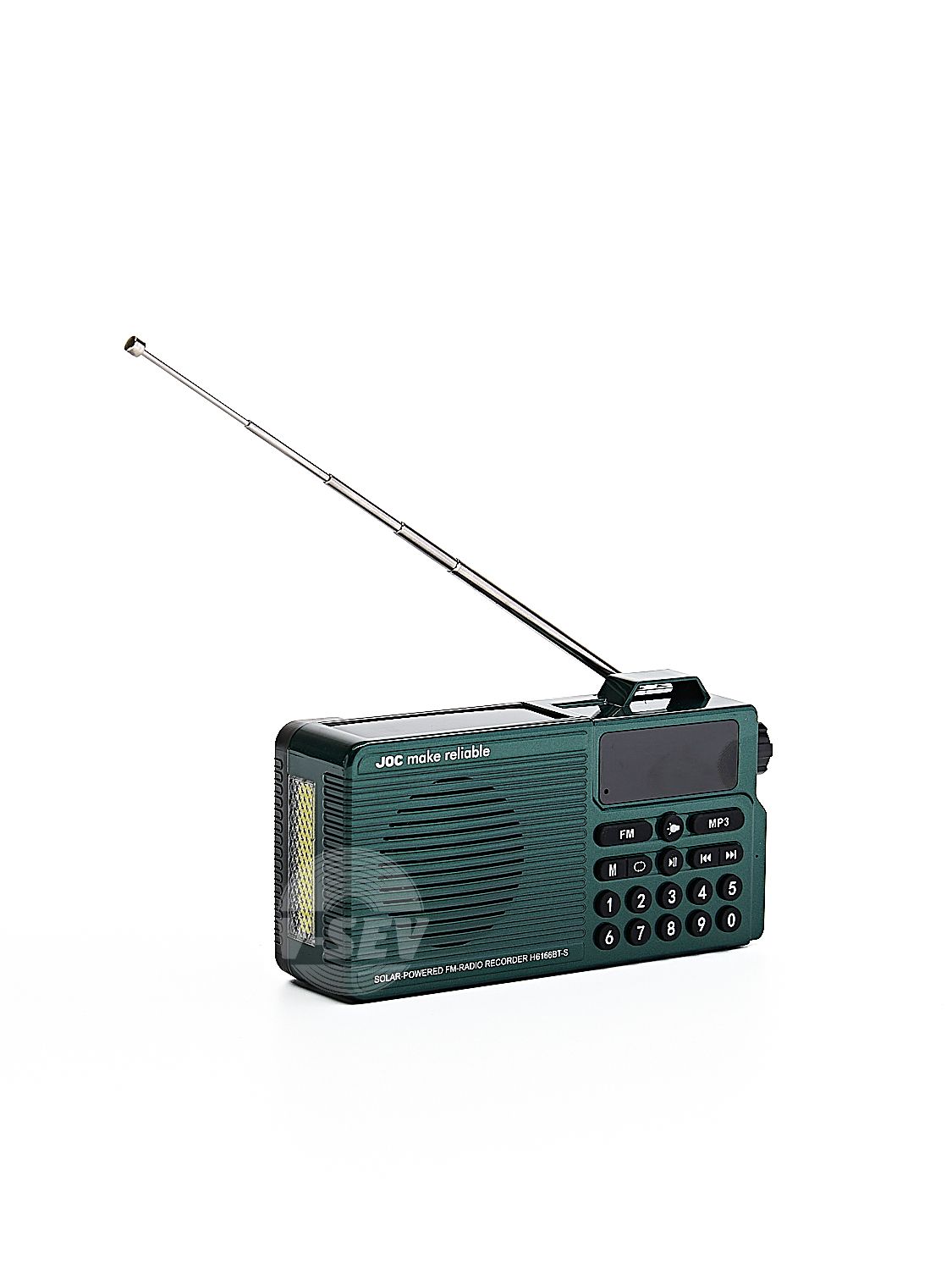 Портативная Bluetooth-колонка JOC H6166BT-S с FM-радио, солнечной панелью, фонариком и сменным аккумулятором 18650