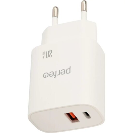 Зарядное устройство Perfeo 1xUSB, 1xTYPE-C, 20W, белый (I4661)