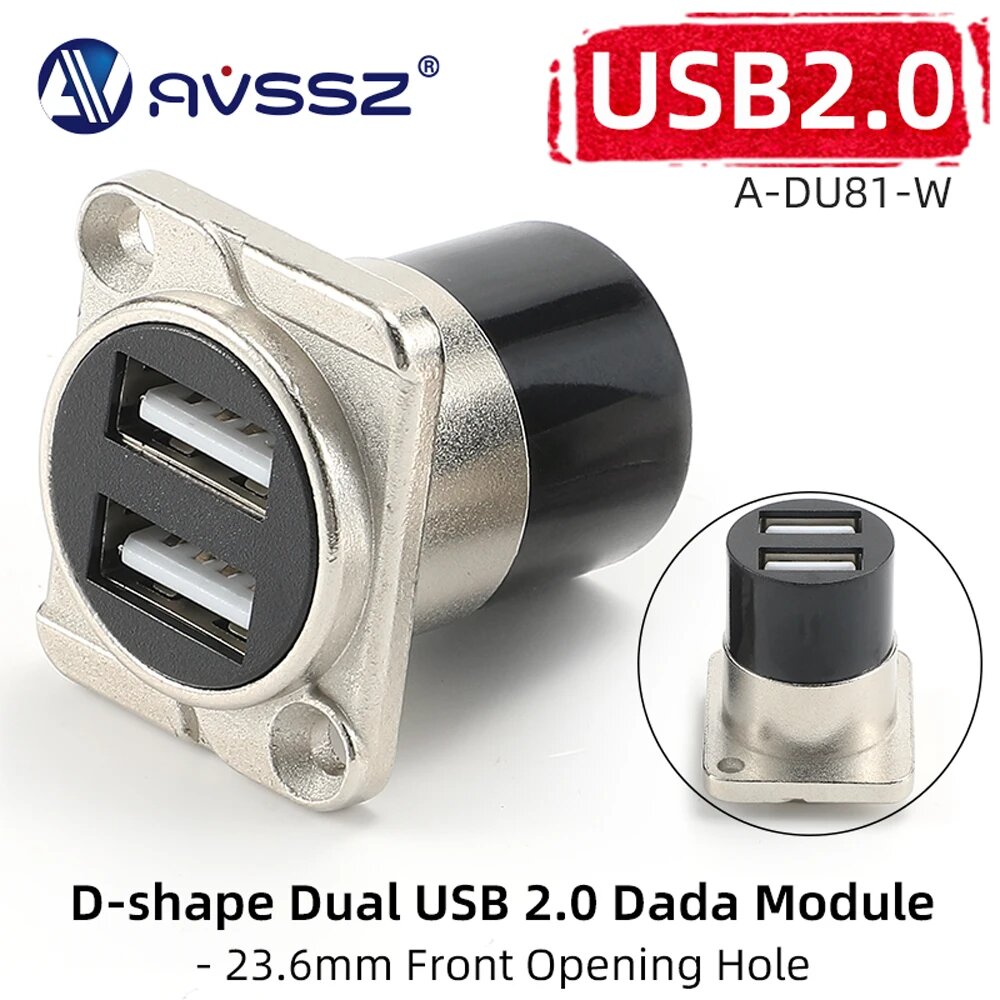 Двухпортовый USB 2.0 модуль AVSSZ A-DU81-W, серебристый