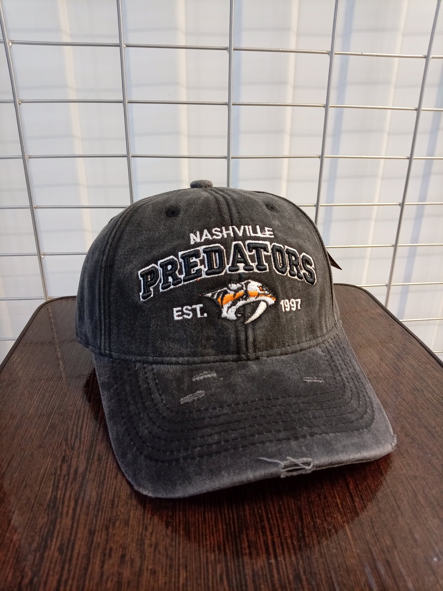 Для хоккея Нэшвилл Предаторз кепка летняя хоккейного клуба NHL Nashville Predators (США) бейсболка с регулировкой размера серая