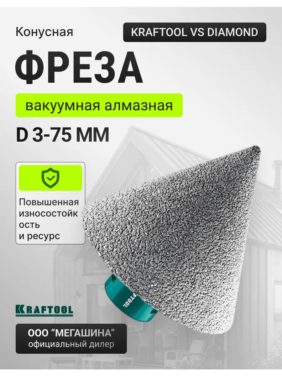 Вакуумная алмазная фреза конусная d 3-75 мм, М14 29812-03-75