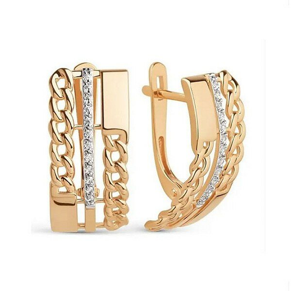 Серьги, красное золото, 585 проба, фианит