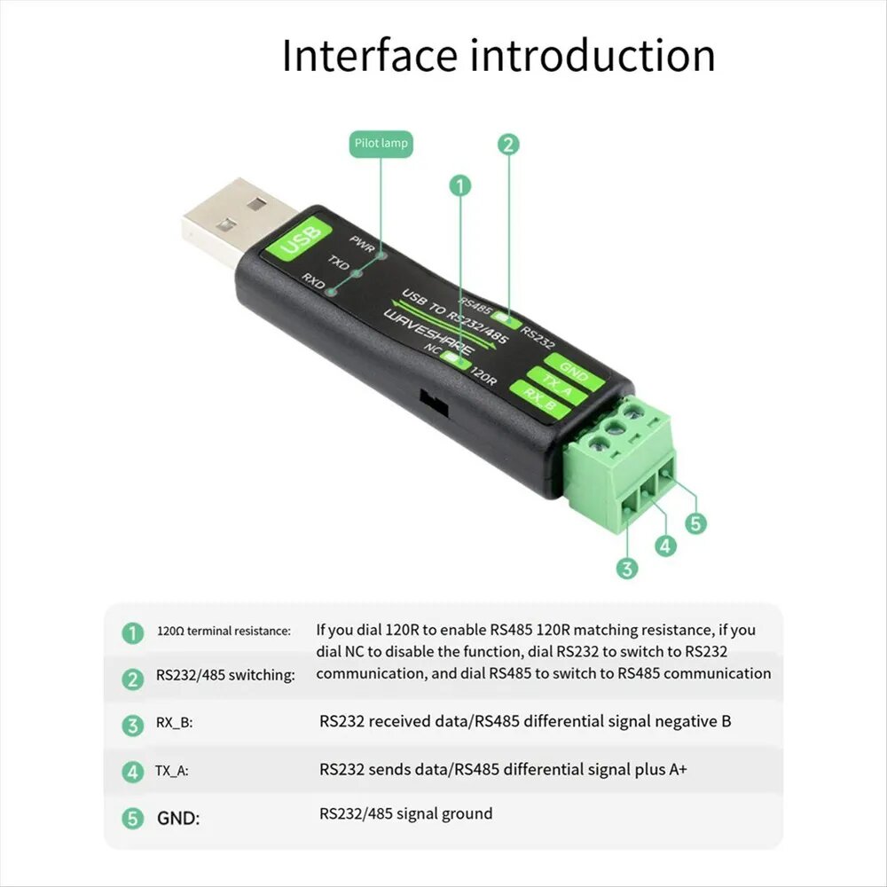 Конвертер USB-RS232/485 для последовательной связи Waveshare FT232RNL