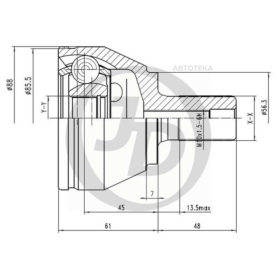 ШРУС внешний 151510 JUST DRIVE JCT0128 FO C-MAX 07- , FOCUS C-MAX 03-07, FOCUS II (DA_) 04-, FOCUS II Turnier (DAW_) 04-