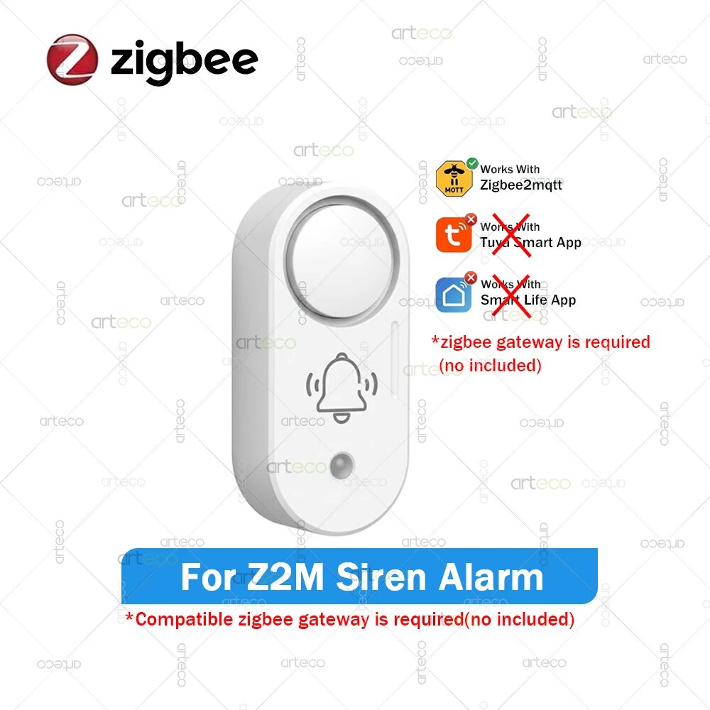 Датчик вибрации Zigbee с сиреной 110 дБ для умного дома Z2M Siren Alarm