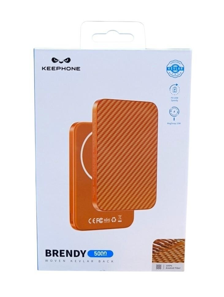 Магнитный повербанк Keephone Brendy Woven Diago, 5000mAh, оранжевый