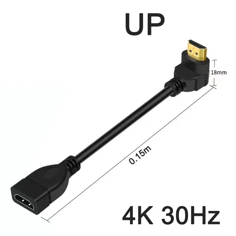 HDMI кабель 4K 30Hz 90° черный 0.15m
