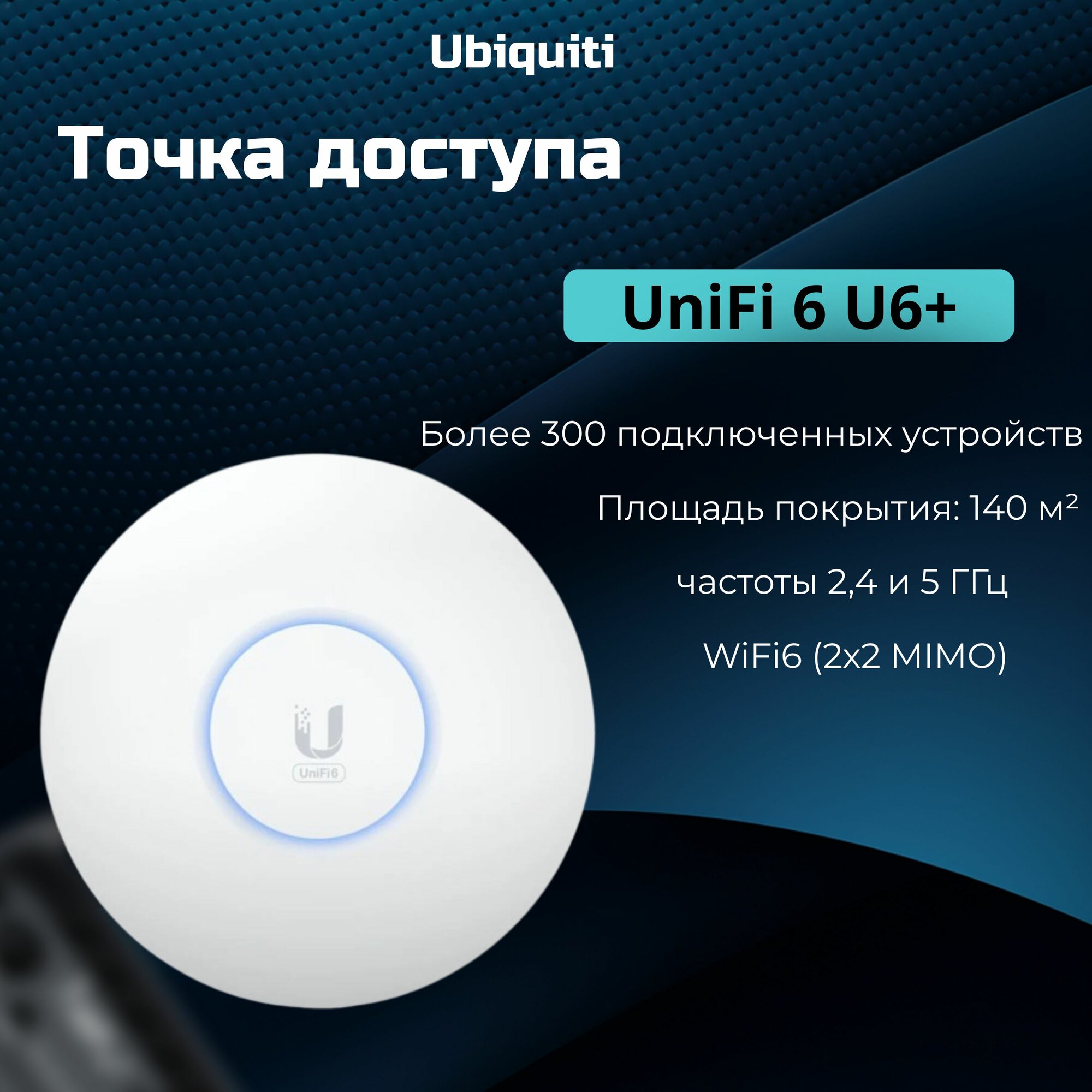 Точка доступа wi fi UBIQUITI UniFi 6 U6+, WiFi-6, двухдиапазонная